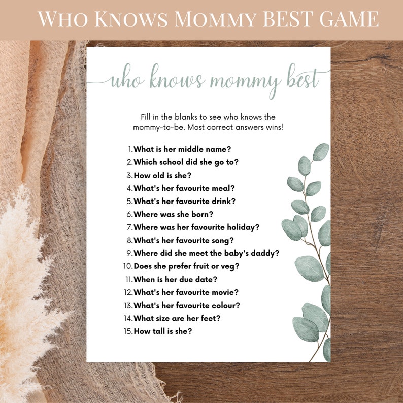 Who Knows Mommy Best Baby Shower Game How Well Do You Know - Etsy