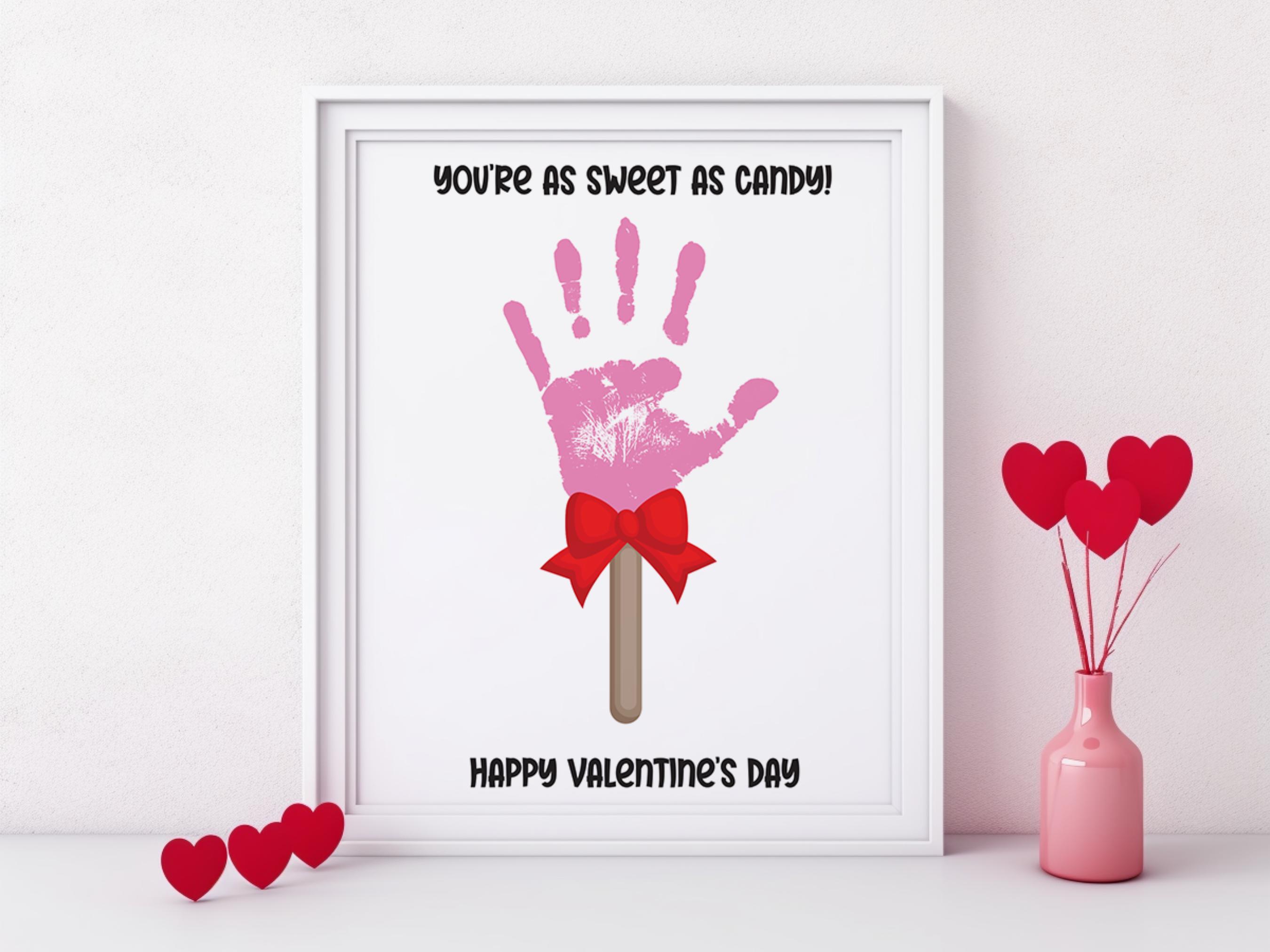 Candy Valentines Handprint Craft – Valentine’s Day Keepsake for Kids ...