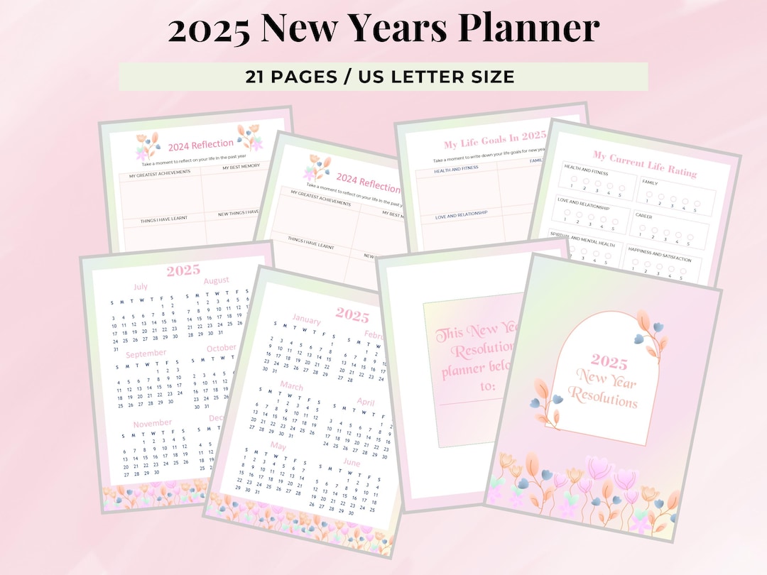 2025 New Years Resolution Planner, Printable Goal Planner, Vision Board ...