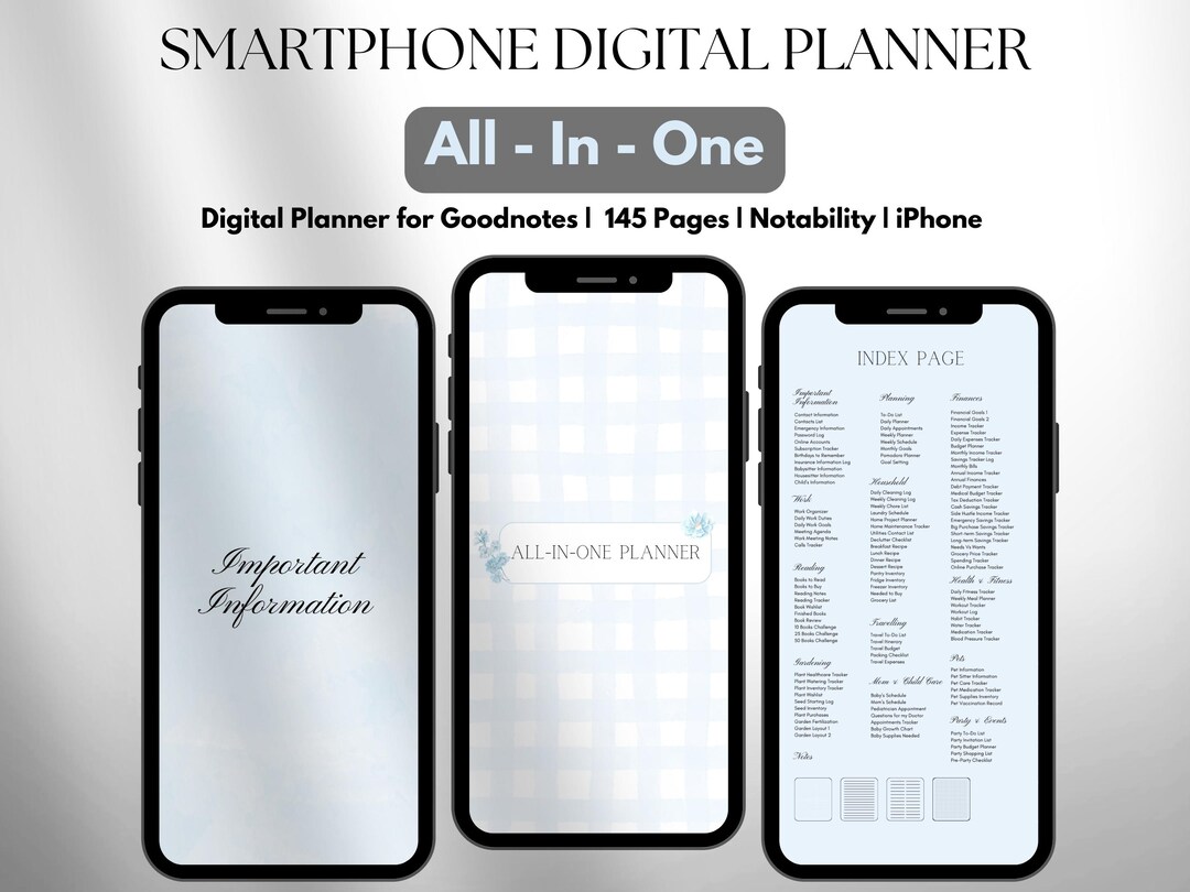 Undated Smartphone Digital Planner, All-in One Digital Mobile Planner ...