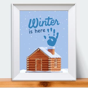 Winter Handprint Craft Template, Snowy Cabin Handprint Art, Printable ...