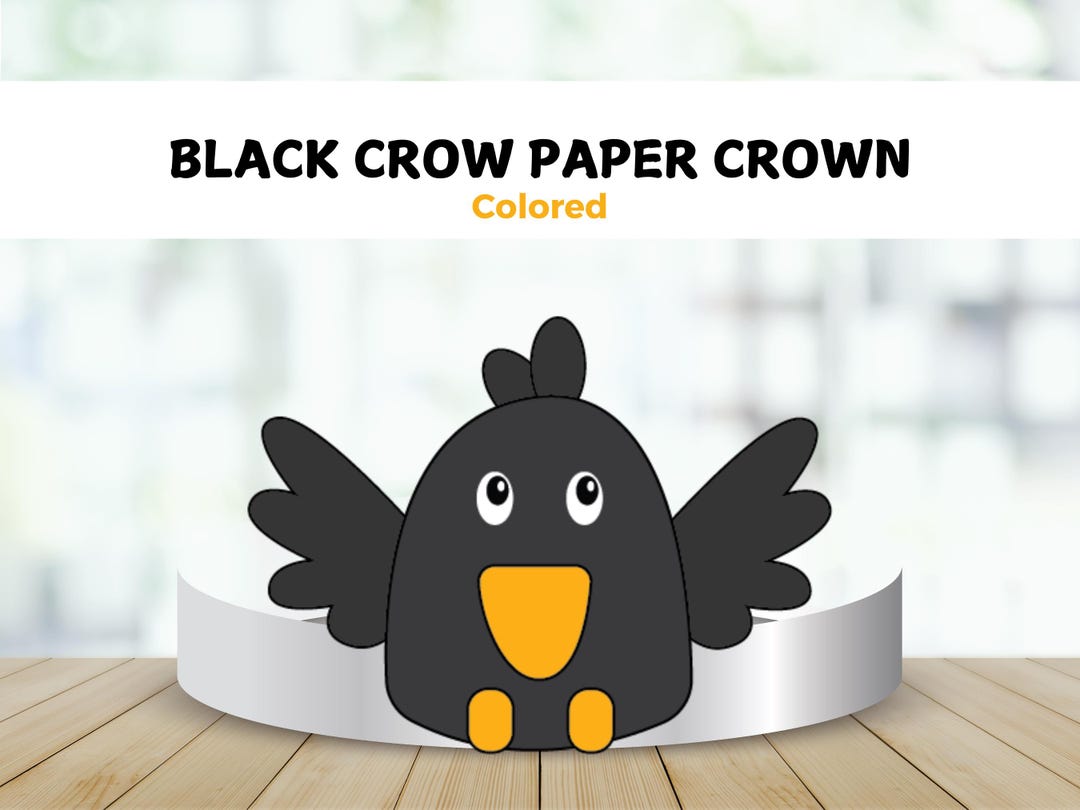 Black Crow Paper Crown Template, Fall Printable Paper Crown, Autumn ...