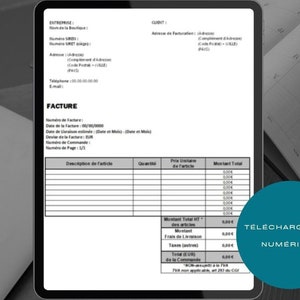 Excel Commercial Invoice Template, Self-employed, Form in French ...