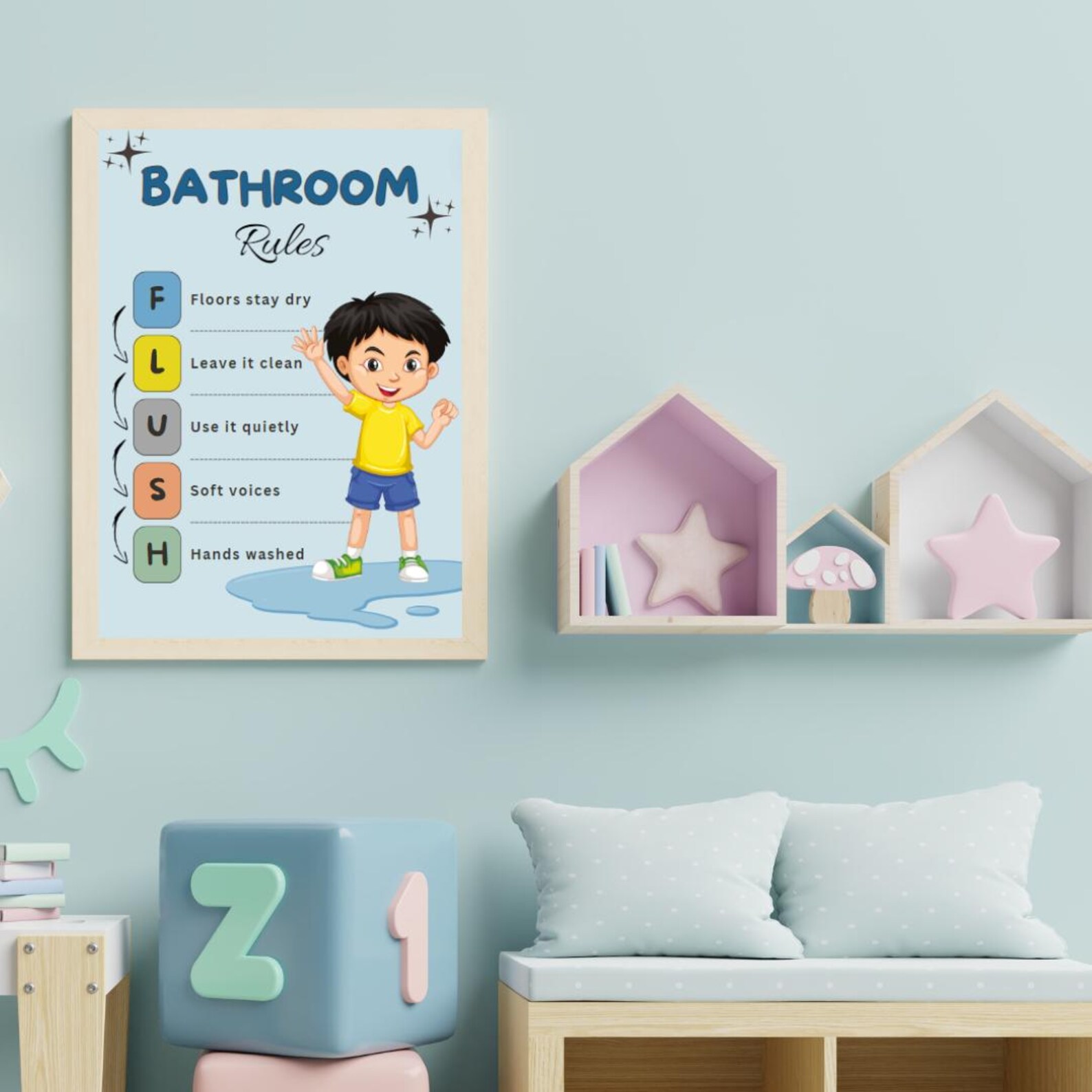 Bathroom Rules Panel, A3, in Files: 1 PDF and 1 JPG (300 Dpi) + 1 Free ...