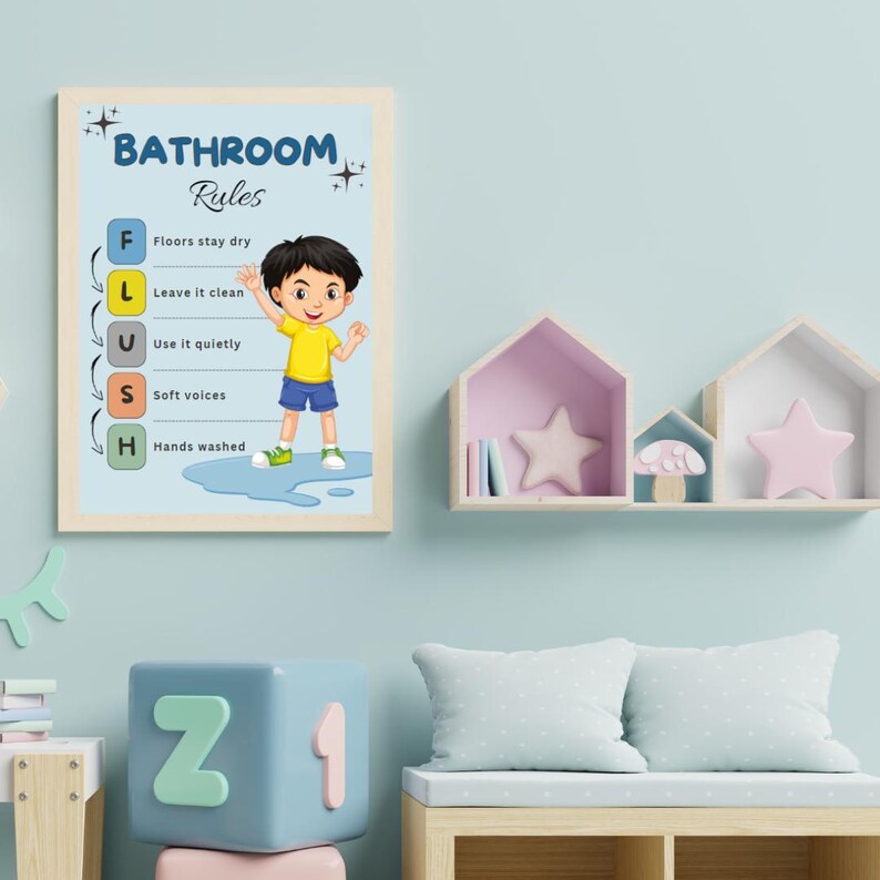 Bathroom Rules Panel, A3, in Files: 1 PDF and 1 JPG (300 Dpi) + 1 Free ...