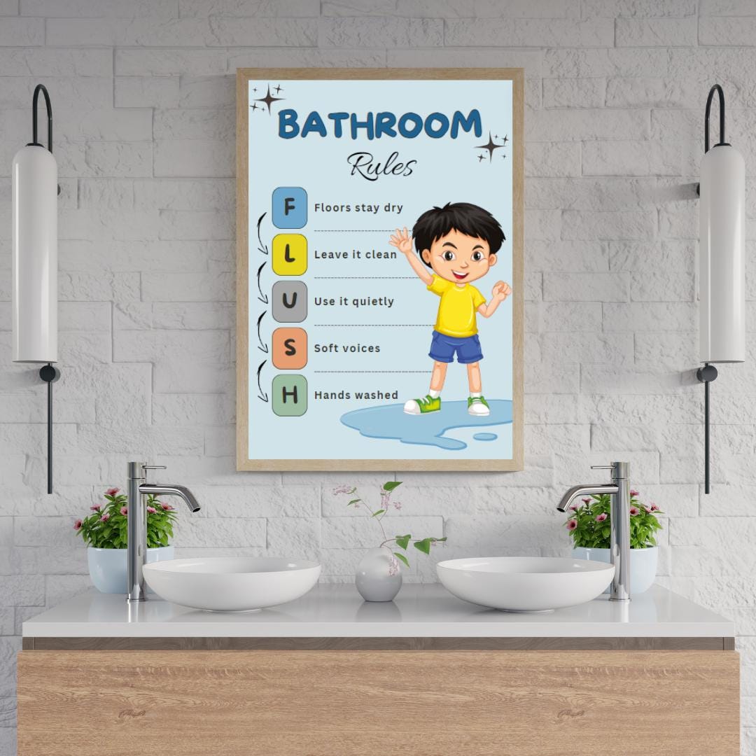 Bathroom Rules Panel, A3, in Files: 1 PDF and 1 JPG (300 Dpi) + 1 Free ...