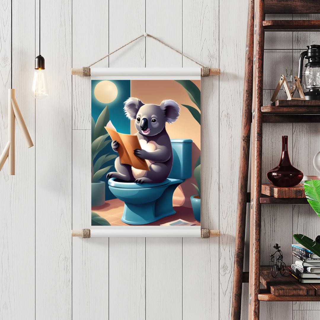 TOILET Digital Poster - Koala Reading the Newspaper in the Toilet, in ...