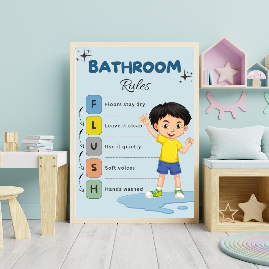 Bathroom Rules Panel, A3, in Files: 1 PDF and 1 JPG (300 Dpi) + 1 Free ...