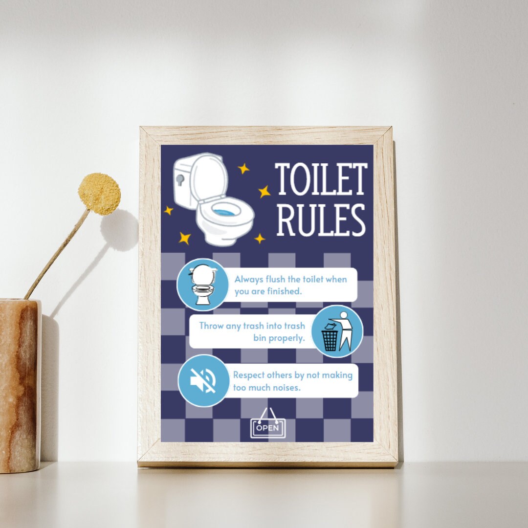 Toilet Rules Digital Poster, A3, in JPG File + Toilet Rules Poster ...