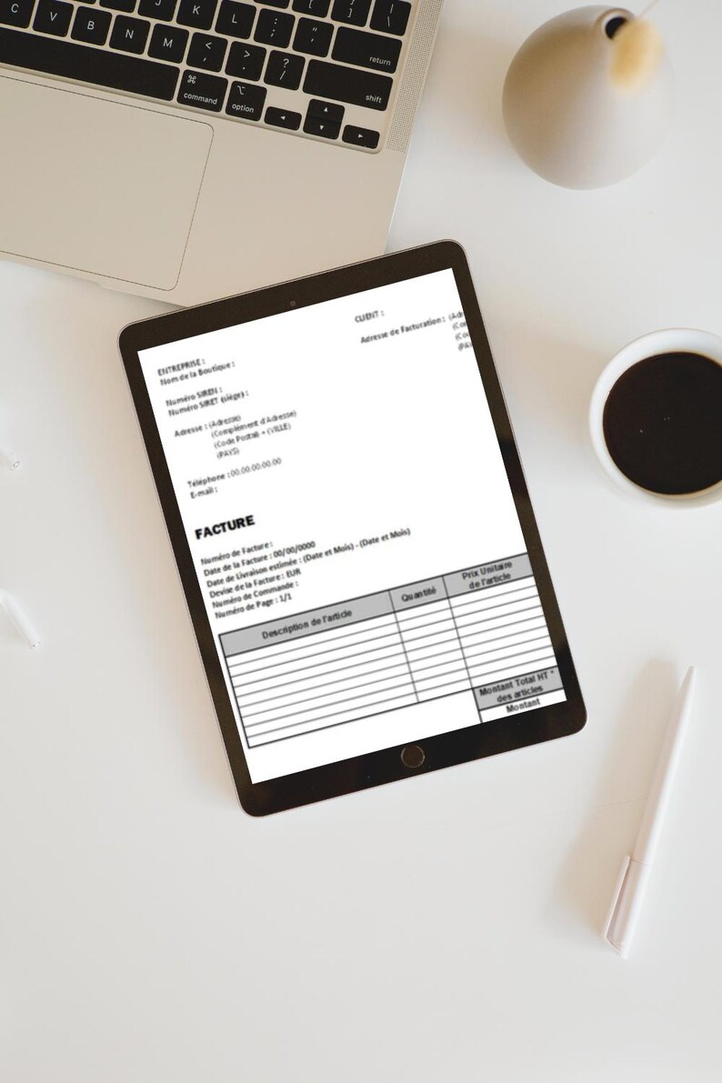 Excel Commercial Invoice Template, Self-employed, Form in French ...