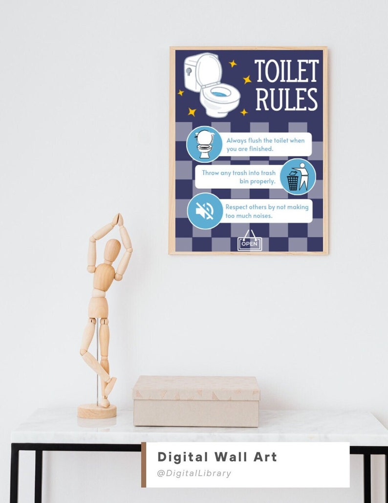 Toilet Rules Digital Poster, A3, in JPG File + Toilet Rules Poster ...