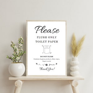 Dont Forget the Flush, Do Not Flush Toilet Paper Sign, Black Bathroom ...