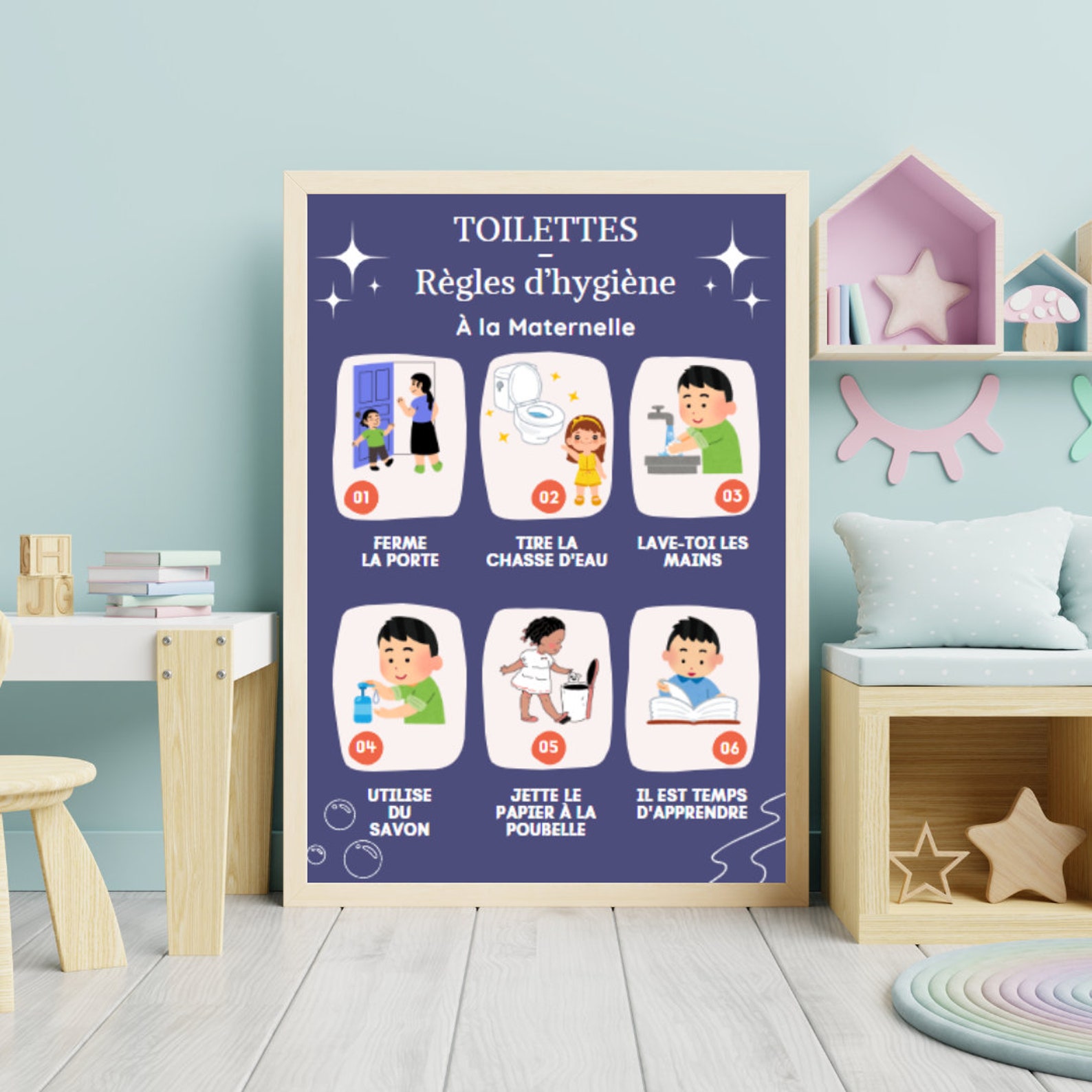 Digital Poster Toilet Rules for Children in Kindergarten, A3, JPG File ...