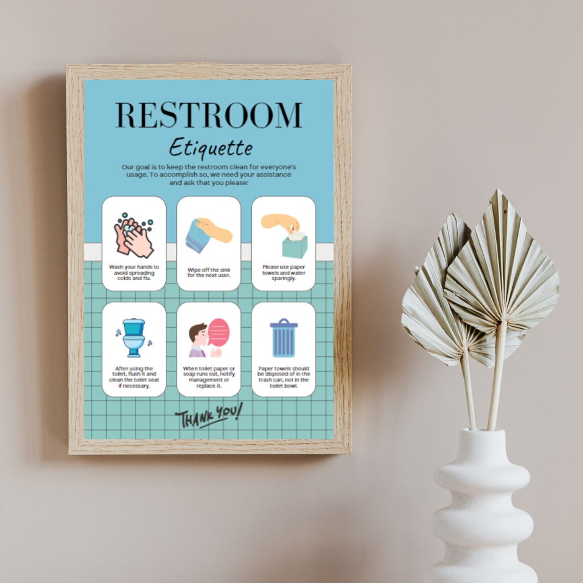 Toilet Rules Digital Poster, A3, in JPG File Toilet Rules Poster ...