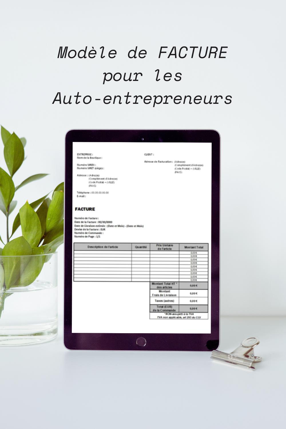 Excel Commercial Invoice Template, Self-employed, Form in French ...