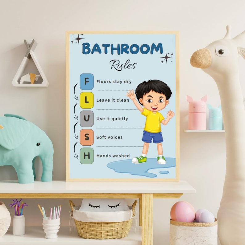 Bathroom Rules Panel, A3, in Files: 1 PDF and 1 JPG (300 Dpi) + 1 Free ...