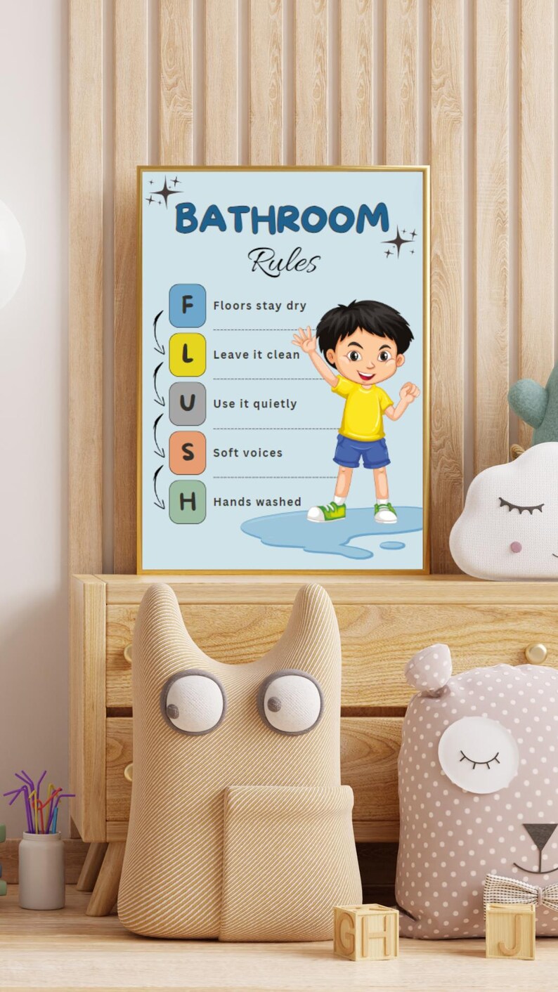 Bathroom Rules Panel, A3, in Files: 1 PDF and 1 JPG (300 Dpi) + 1 Free ...
