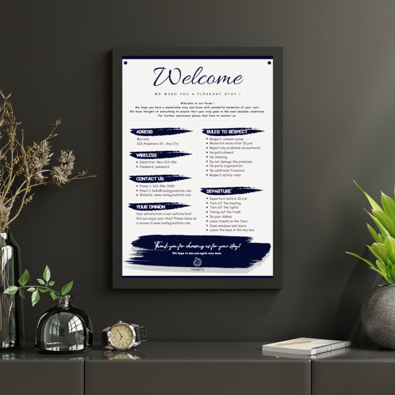 Airbnb - Welcome Poster in English, A3, Digital Download, CANVA ...
