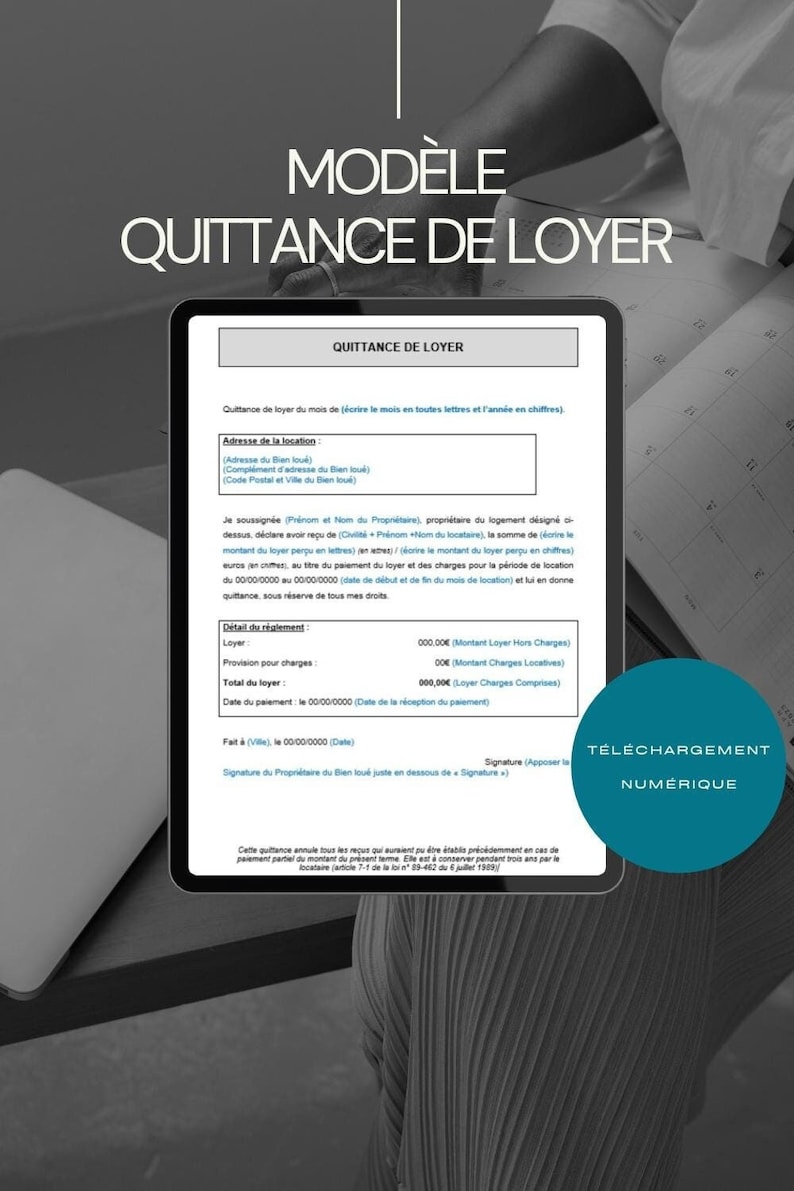 Rent Receipt/receipt Template on Word, in French, Editable/customizable ...