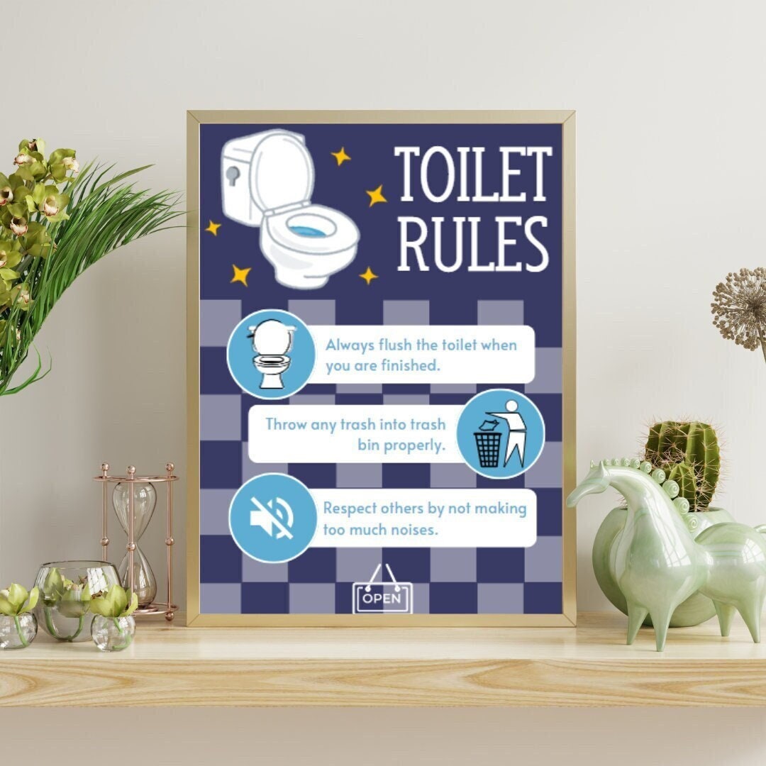 Toilet Rules Digital Poster, A3, in JPG File Toilet Rules Poster ...