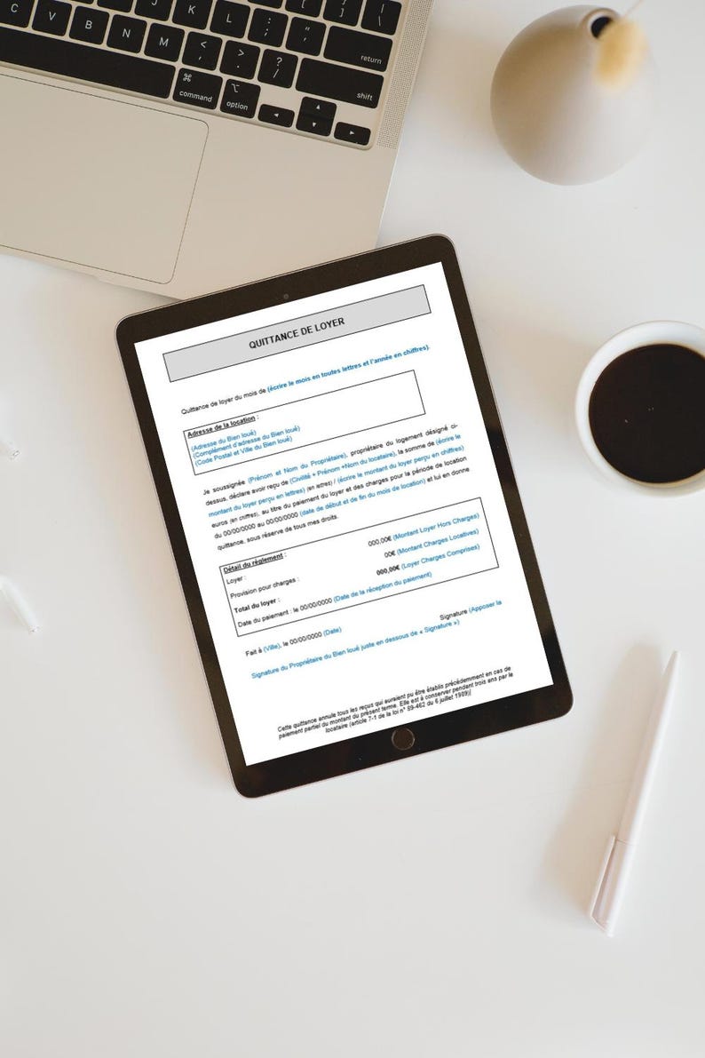 Rent Receipt/receipt Template on Word, in French, Editable/customizable ...