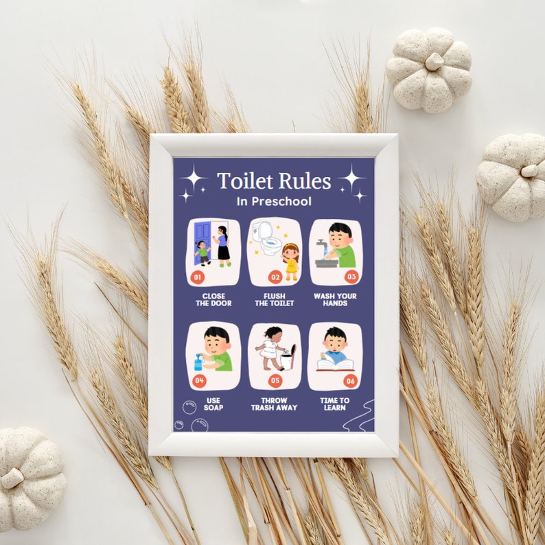 Digital Poster Toilet Rules for Children in Kindergarten, A3, JPG File ...