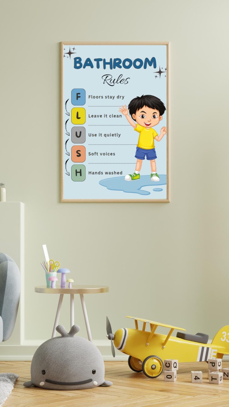 Bathroom Rules Panel, A3, in Files: 1 PDF and 1 JPG (300 Dpi) + 1 Free ...