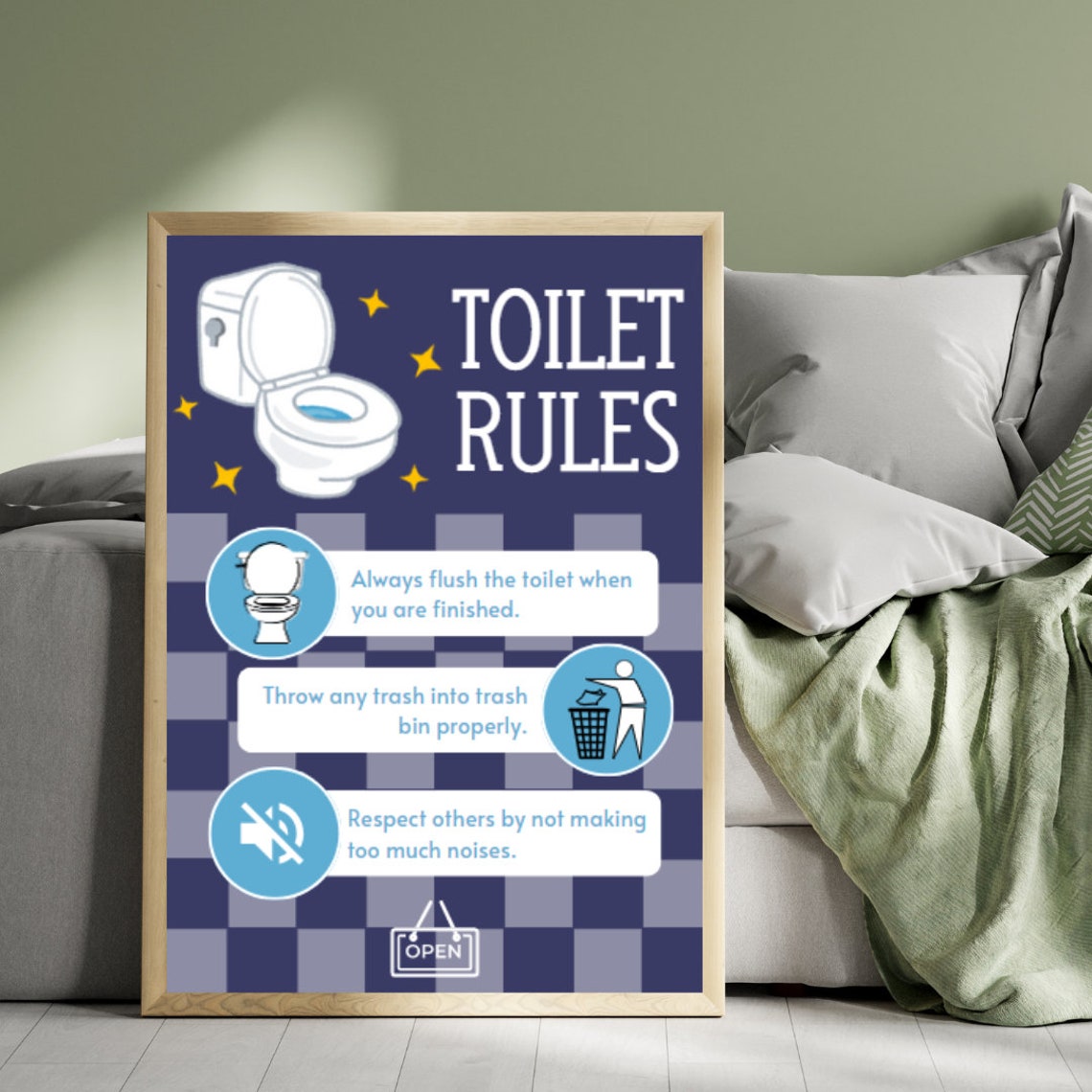Toilet Rules Digital Poster, A3, in JPG File Toilet Rules Poster ...