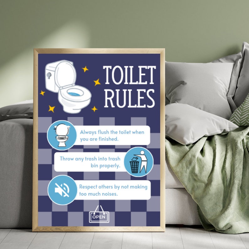 Toilet Rules Digital Poster, A3, in JPG File + Toilet Rules Poster ...