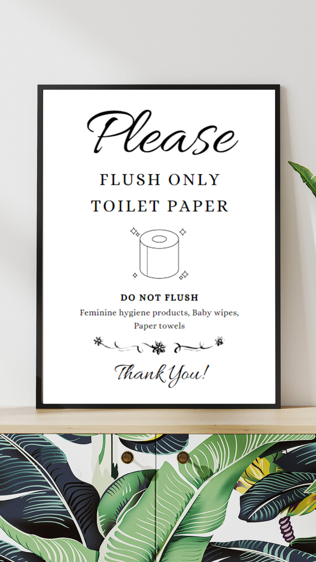 Dont Forget the Flush, Do Not Flush Toilet Paper Sign, Black Bathroom ...