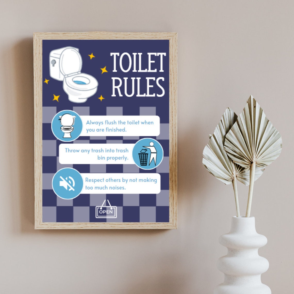 Toilet Rules Digital Poster, A3, in JPG File Toilet Rules Poster Template Editable on Canva ...