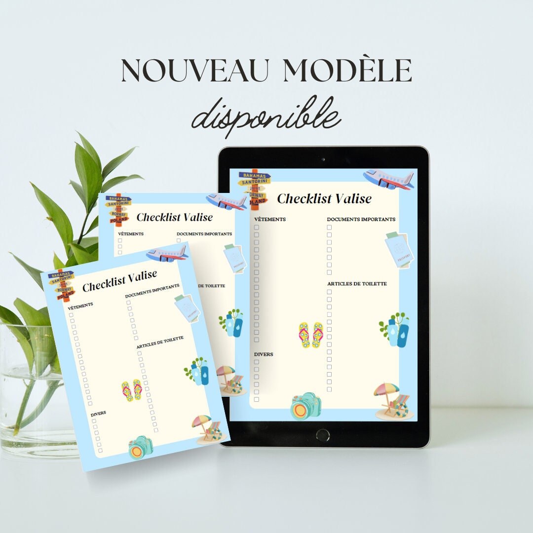 PACKING LIST for Vacation - Editable Version, in French, A4 Format ...