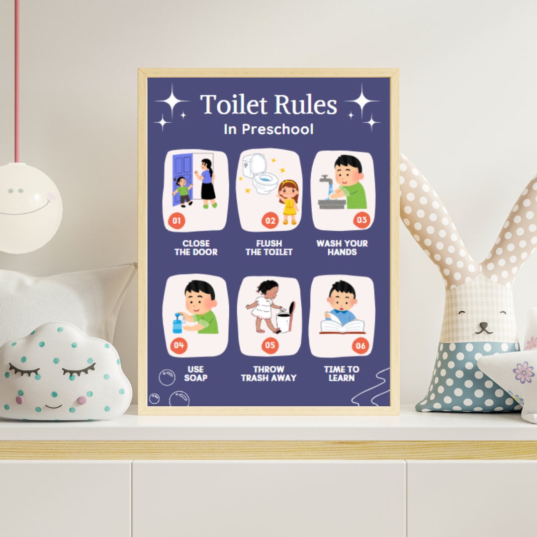 Digital Poster Toilet Rules for Children in Kindergarten, A3, JPG File ...