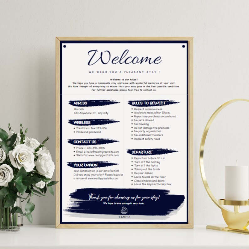 Airbnb - Welcome Poster in English, A3, Digital Download, CANVA ...