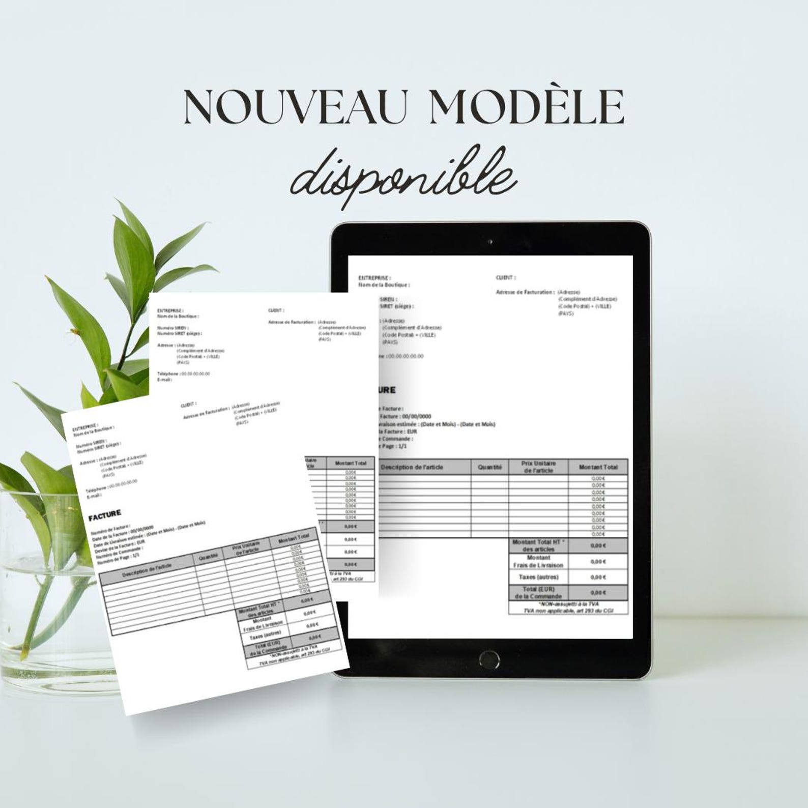 Excel Commercial Invoice Template, Self-employed, Form in French ...