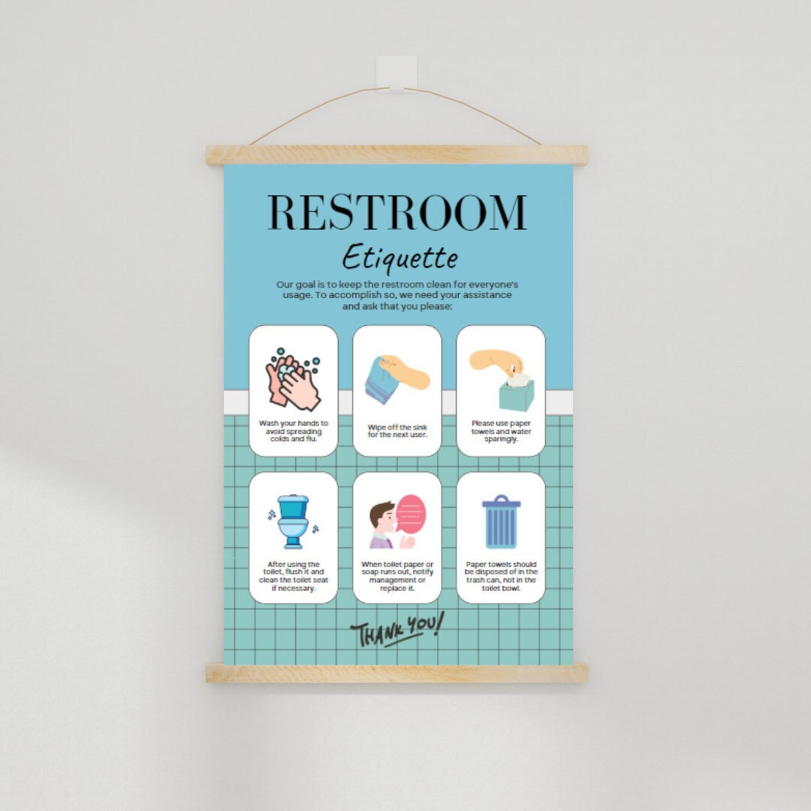 Toilet Rules Digital Poster, A3, in JPG File + Toilet Rules Poster ...