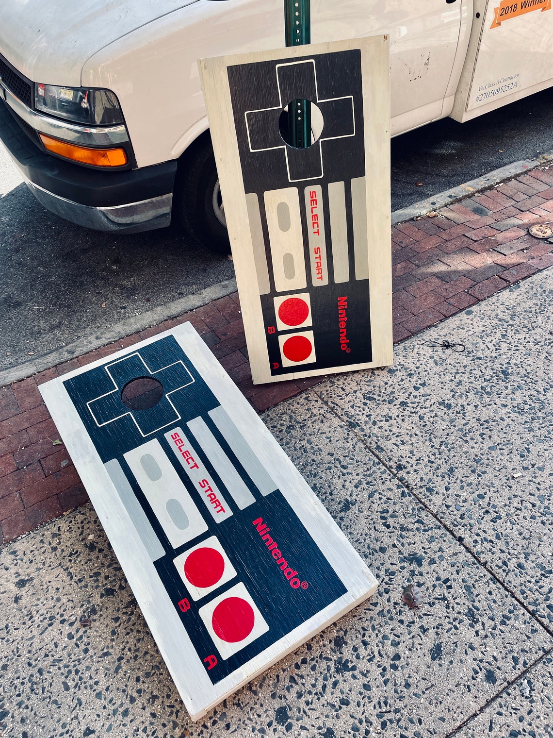 Handmade/painted Old School Nintendo Controller Cornhole Boards and ...