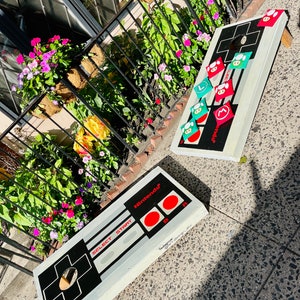 Handmade/painted Old School Nintendo Controller Cornhole Boards and ...
