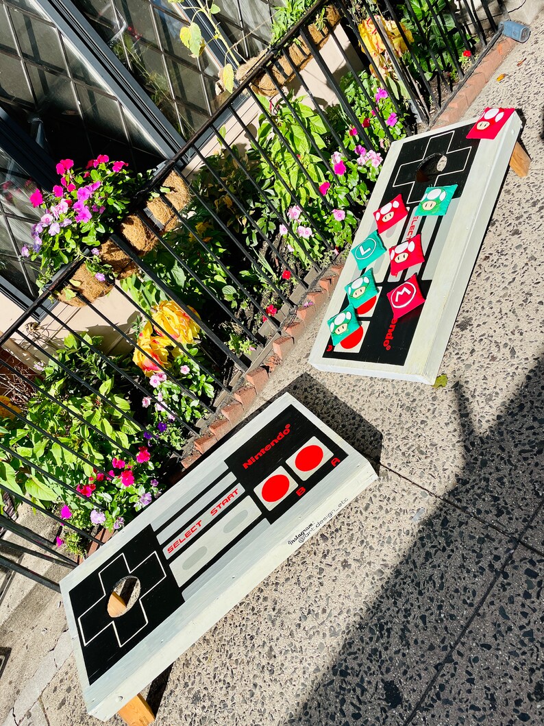 Handmade/painted Old School Nintendo Controller Cornhole Boards and ...