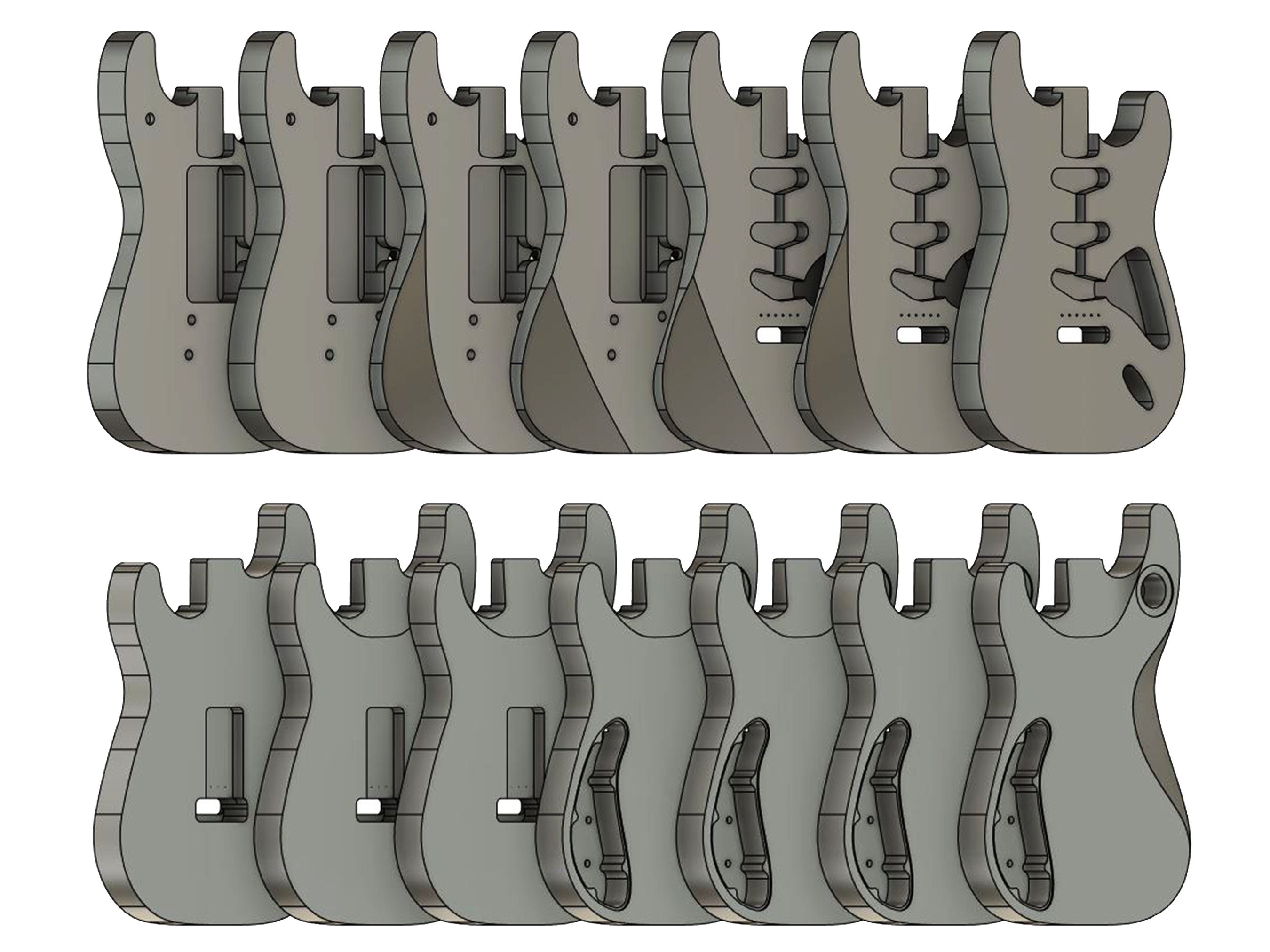 Stratocaster Body - Electric Guitar - CAD Model - 7 Variants - .step ...