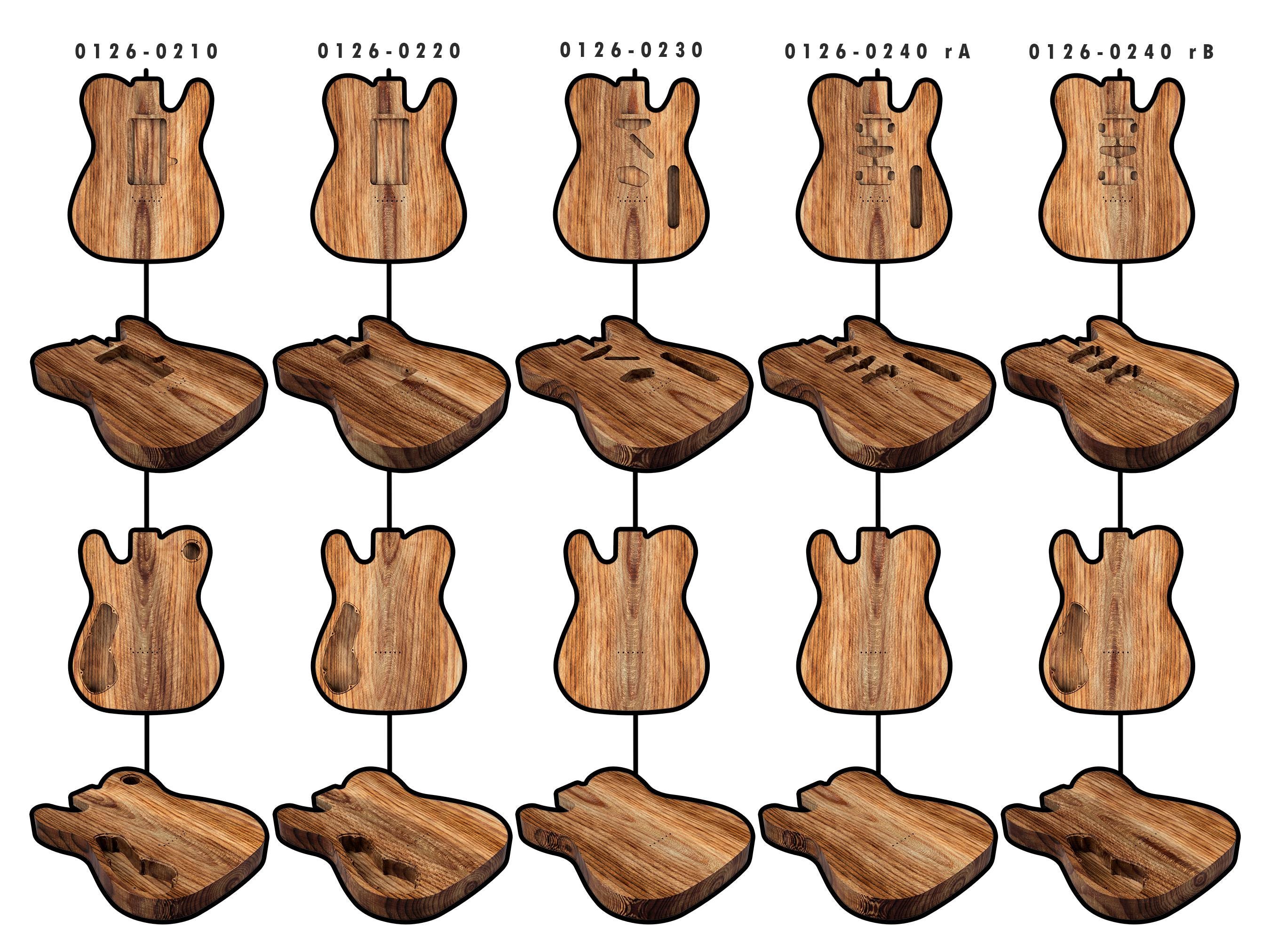 Telecaster Body - Electric Guitar - CAD Model - 10 Variants - .step ...