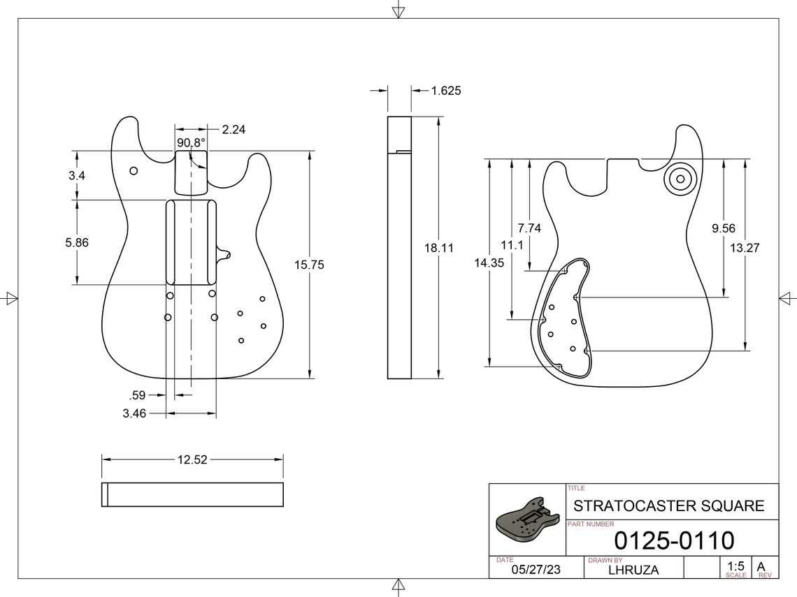 Stratocaster Body - Electric Guitar - CAD Model - 7 Variants - .step ...