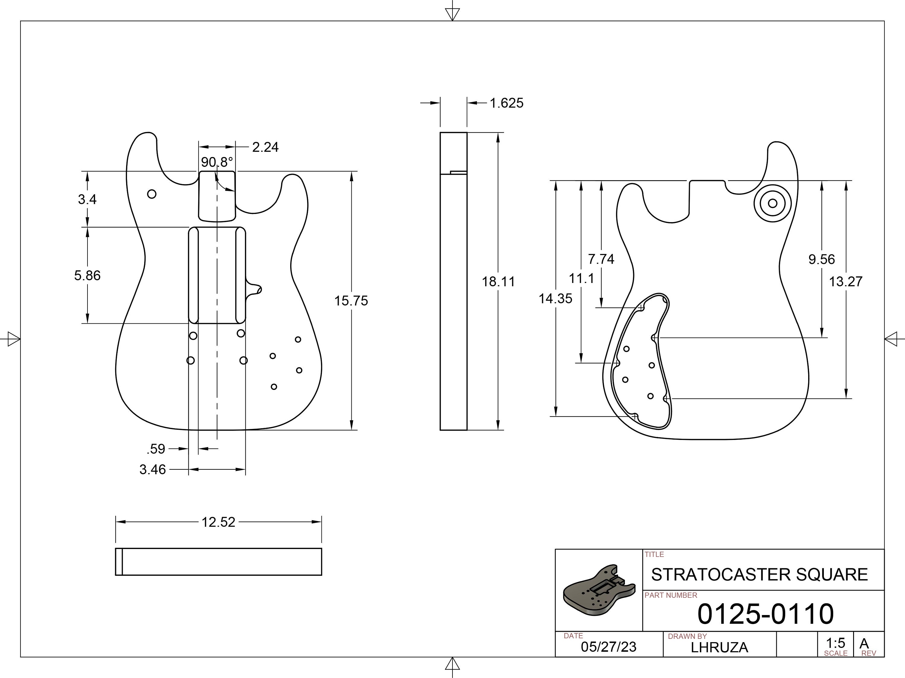 Stratocaster Body - Electric Guitar - CAD Model - 7 Variants - .step ...