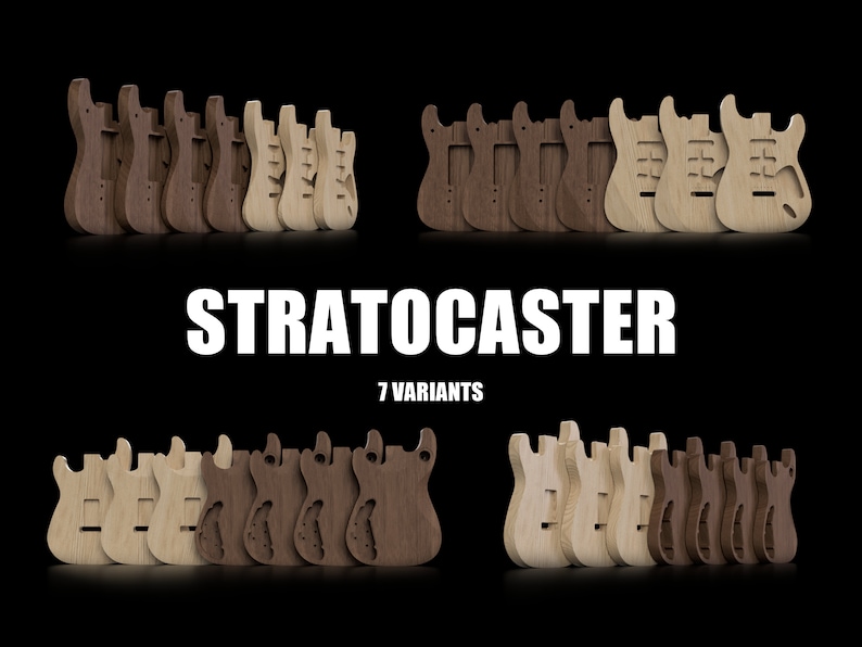 Stratocaster Body - Electric Guitar - CAD Model - 7 Variants - .step ...