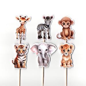 Jungle Animals Cupcake Toppers, Jungle Toppers, Jungle Birthday Party ...