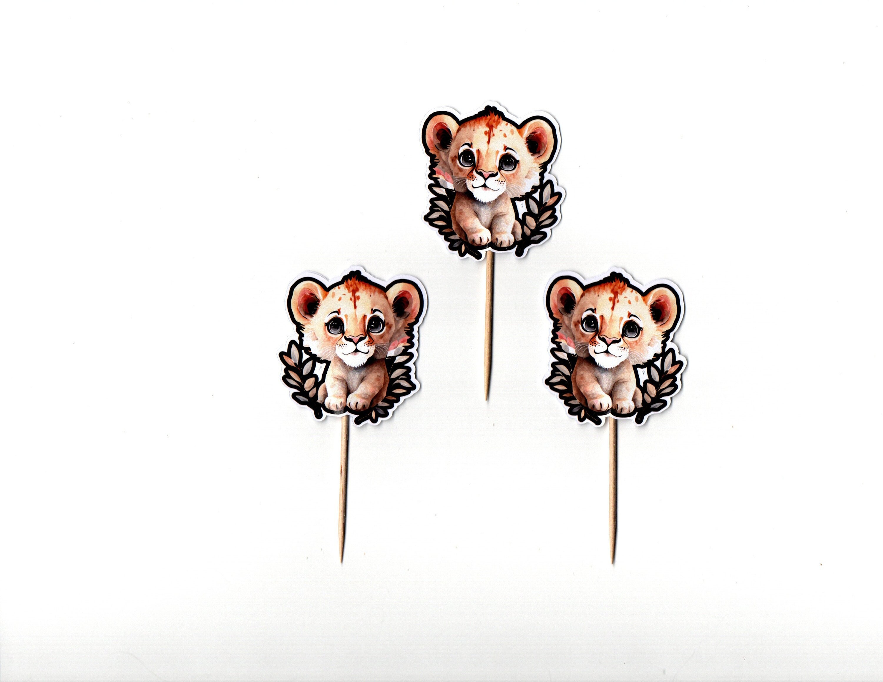 Lion Cub Toppers, Baby Lion Cupcake Toppers, Lion Cub 12 Double Sided ...