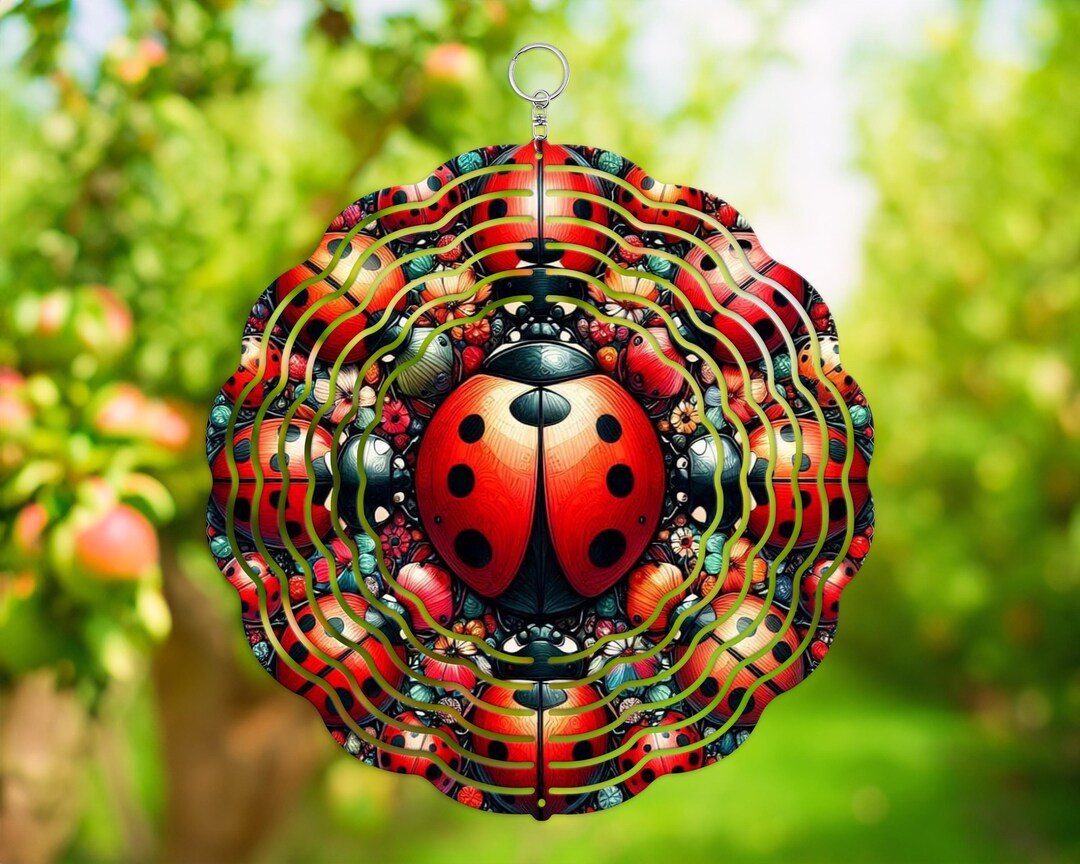 Ladybug Wind Spinner, Red Lady Bug, Outdoor Decor, Yard Art, Wind ...