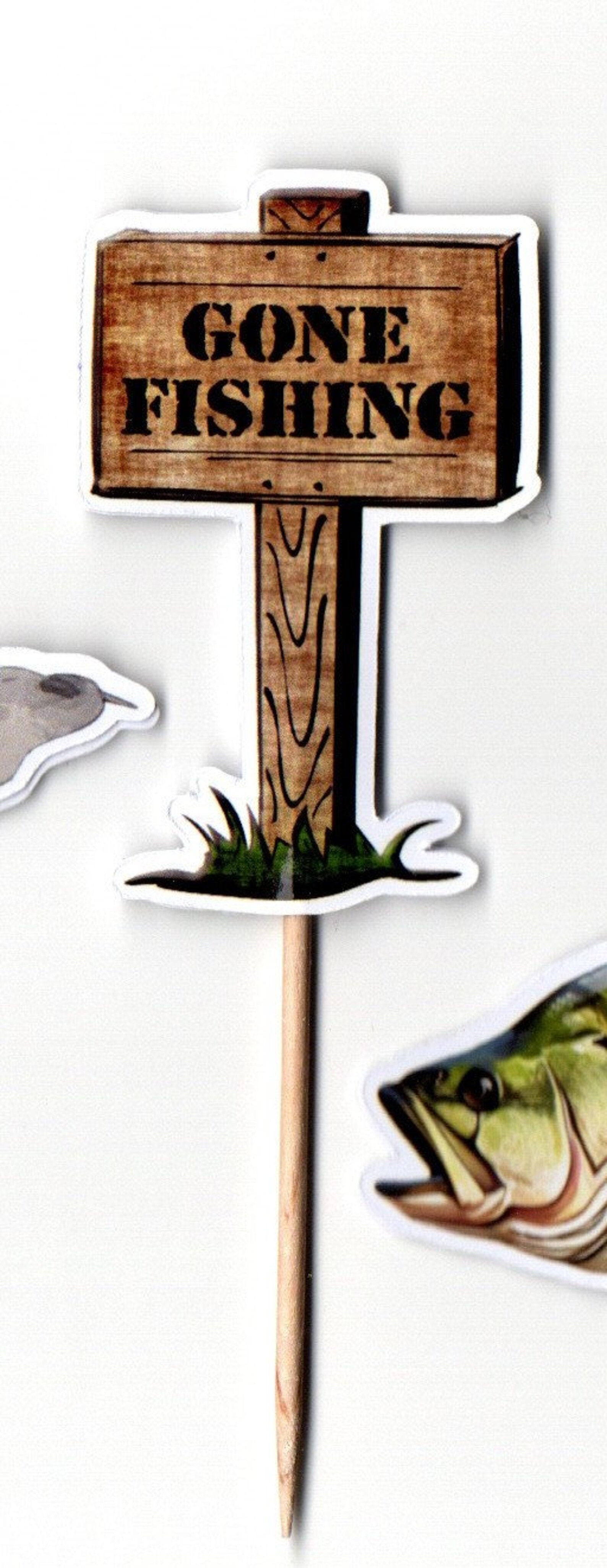 Gone Fishing Toppers, Gone Fishing Cupcake Toppers. Fishing, 12 Double ...