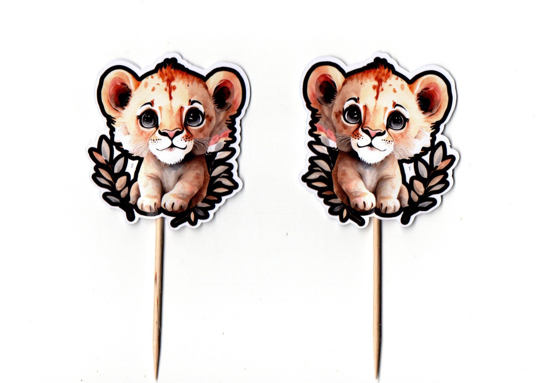 Lion Cub Toppers, Baby Lion Cupcake Toppers, Lion Cub 12 Double Sided ...