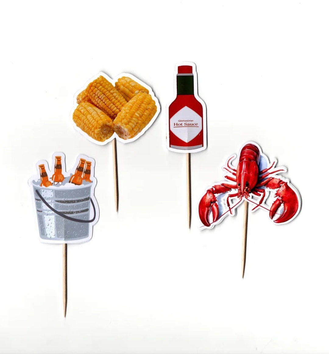 Crawfish Boil Toppers, Crawfish Boil Cupcake Toppers, Lobster 12 Double ...